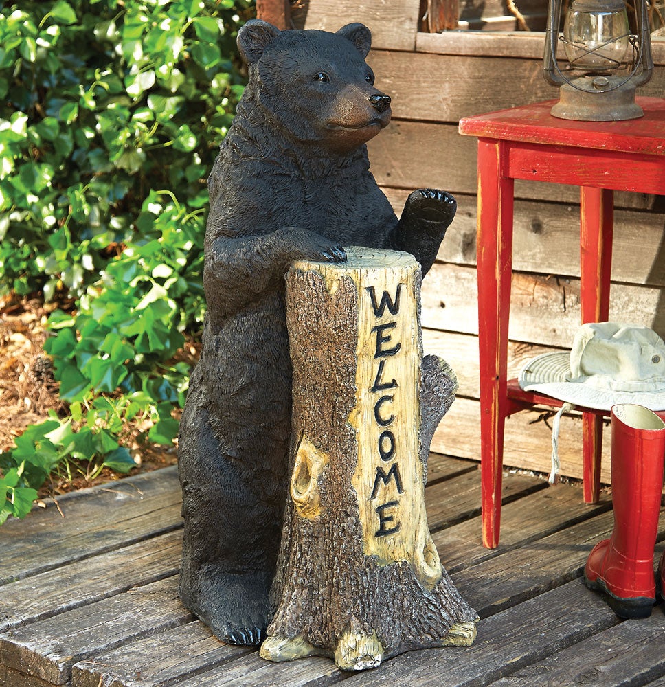 standing black bear statue