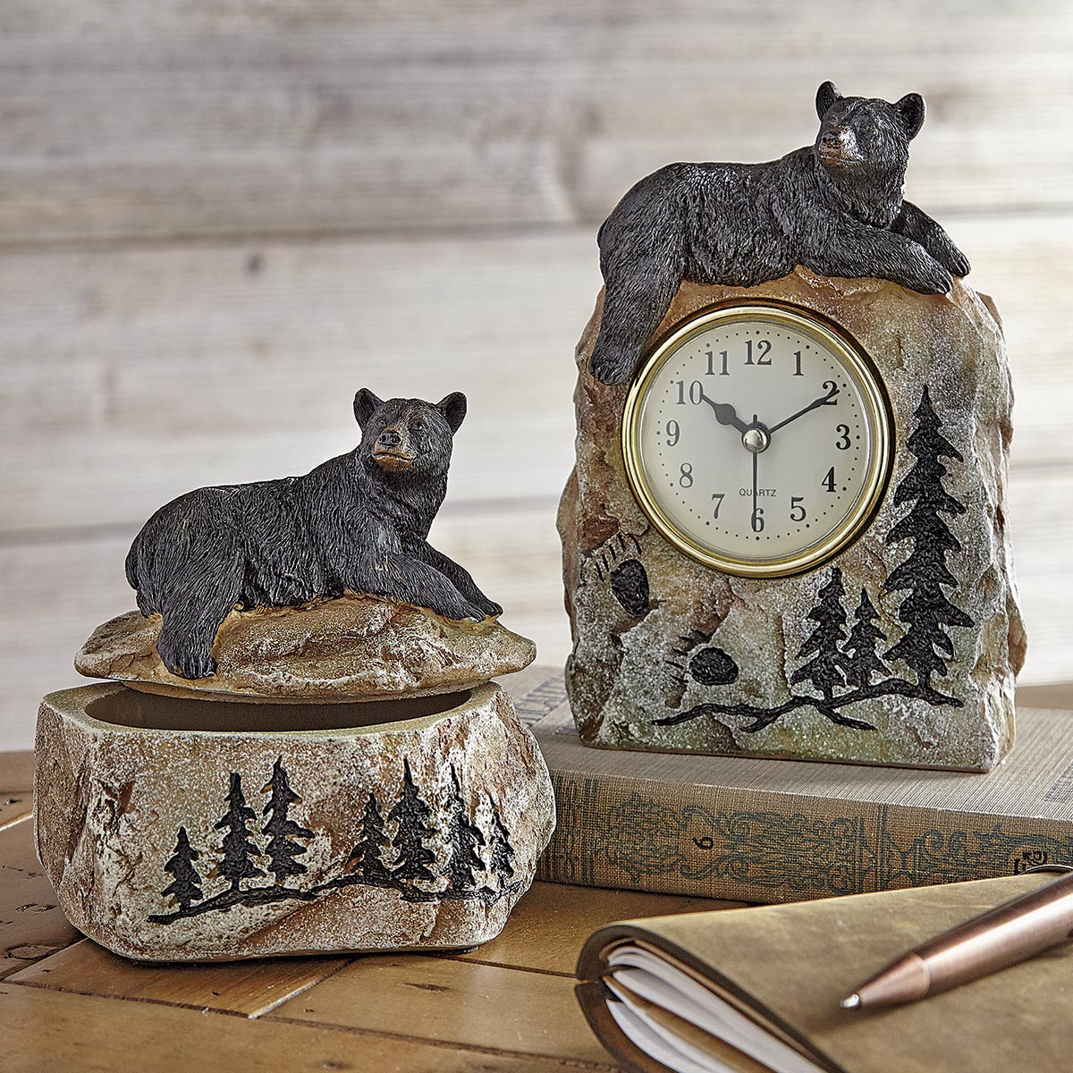bear mantel clock