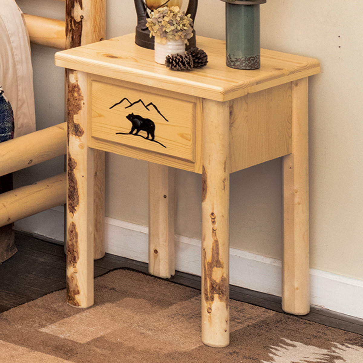 log end table with drawer